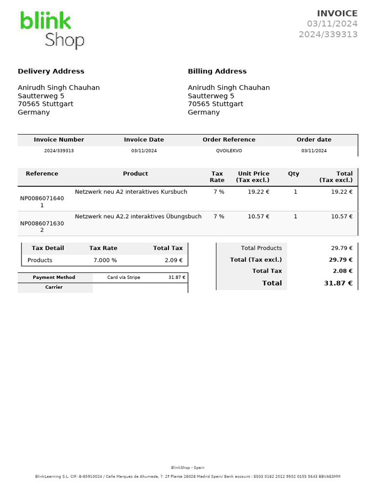 2024-339313 Invoice A2.2 | PDF | Payments | Services (Economics)