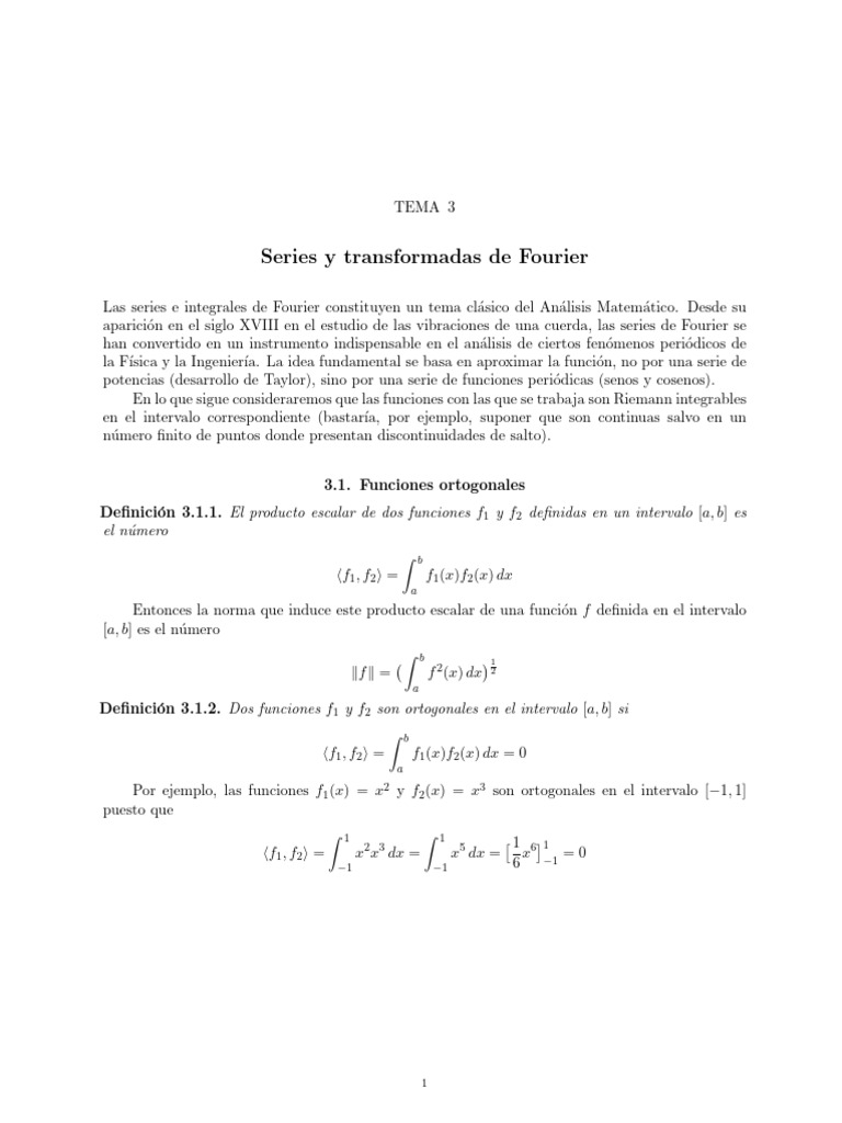 Series y Transformadas de Fourier | PDF | Base (álgebra lineal) | Transformada de Fourier