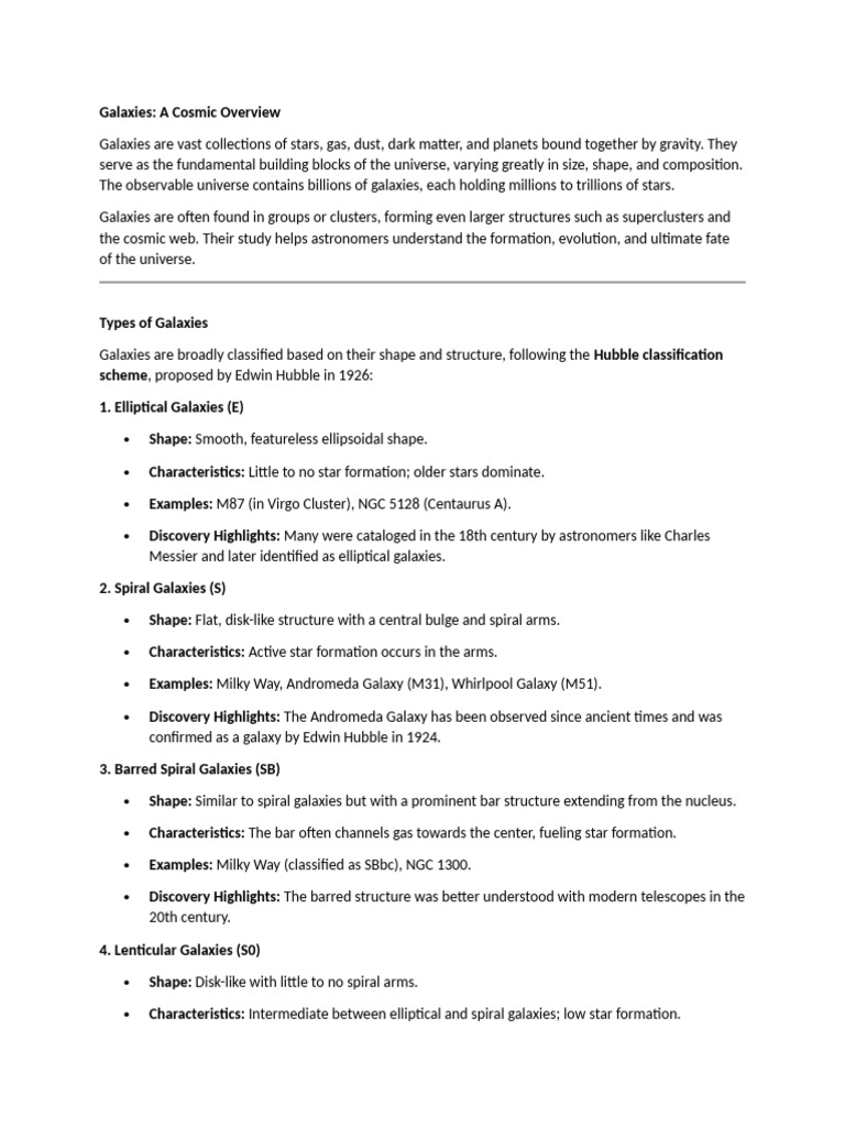 Overview of Galaxy Types and Discoveries | PDF | Galaxy | Milky Way