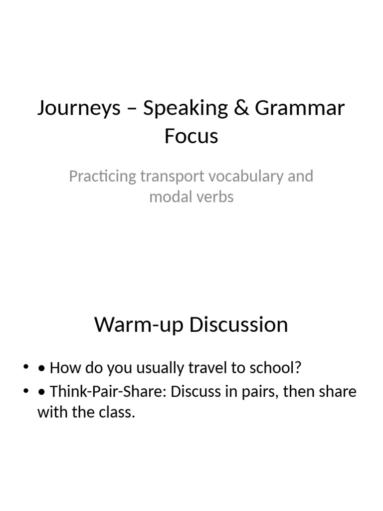 Transport Vocabulary & Modal Verbs Practice | PDF