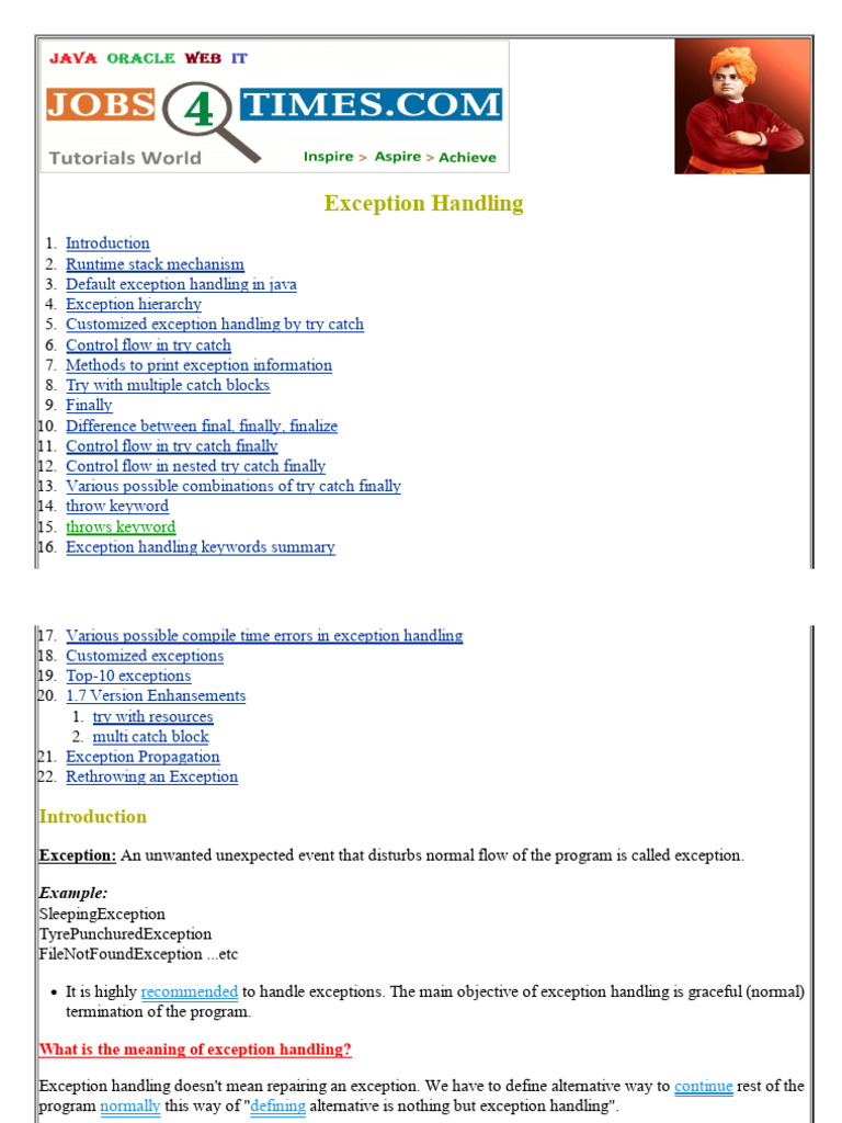 Exception Handling | PDF | Control Flow | Java (Programming Language)