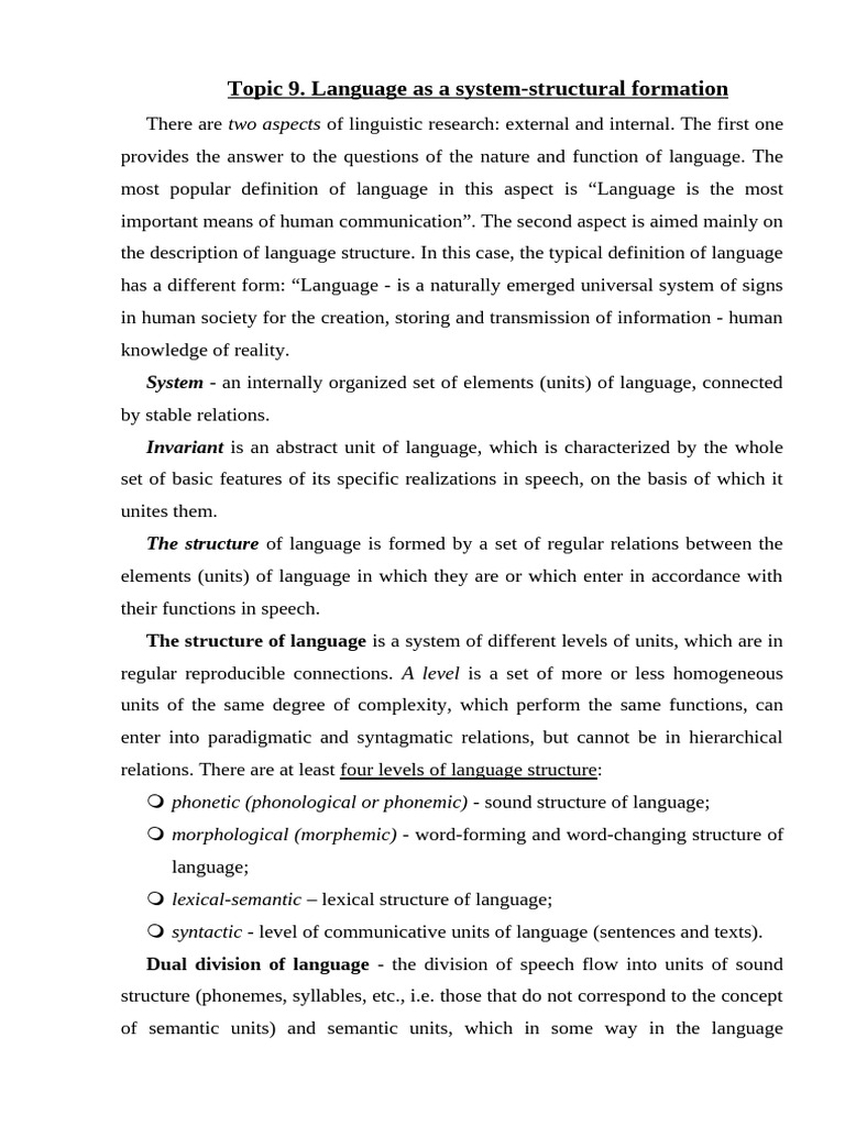 Annotation. Language As A System-Structural Formation | PDF | Phonology ...