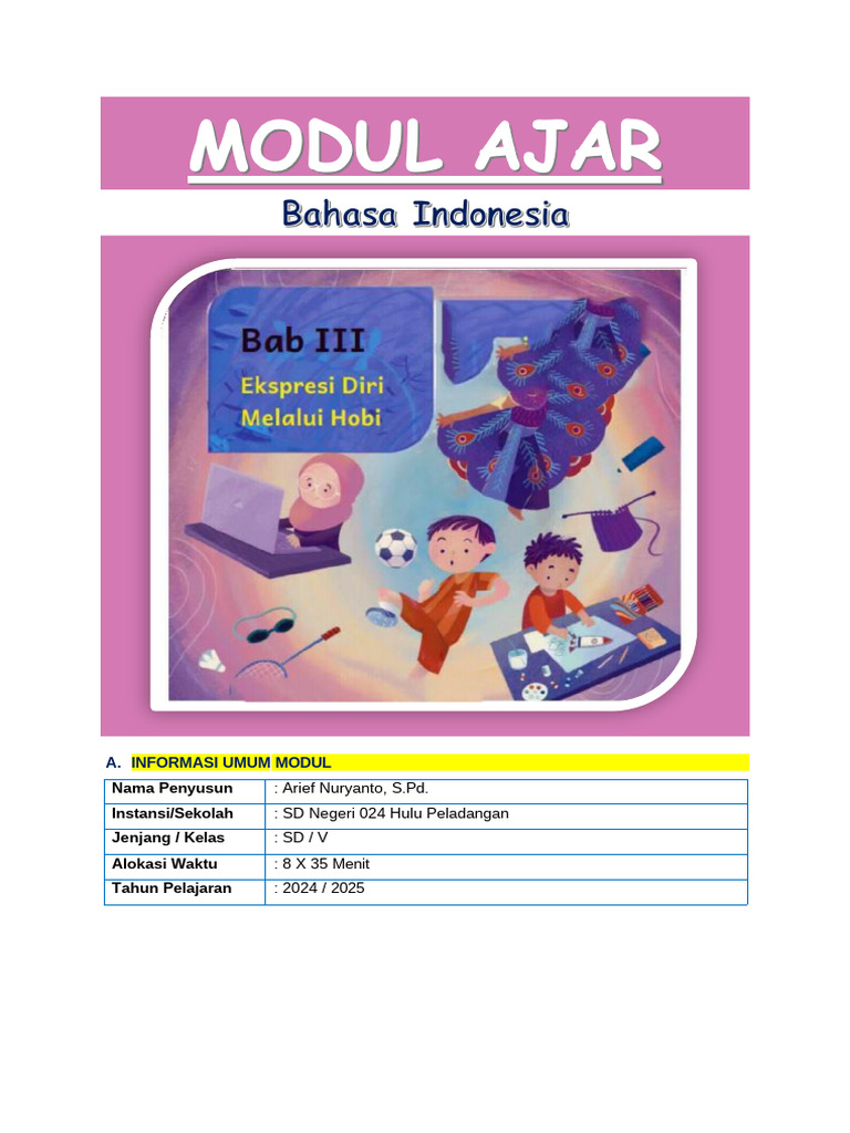 Modul Ajar Supervisi Bahasa Indonesia | PDF