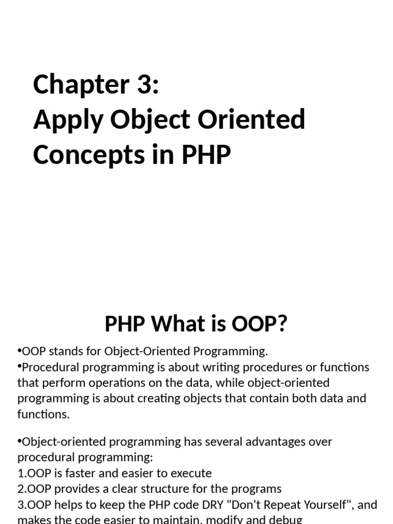 Chapter 3-Apply Object Oriented Concepts in PHP | PDF | Programming ... Chapter 3-Apply Object Oriented Concepts in PHP | PDF | Programming ...