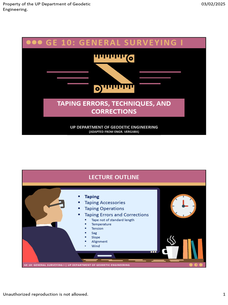 Taping Techniques and Corrections Guide | PDF | Surveying | Metre
