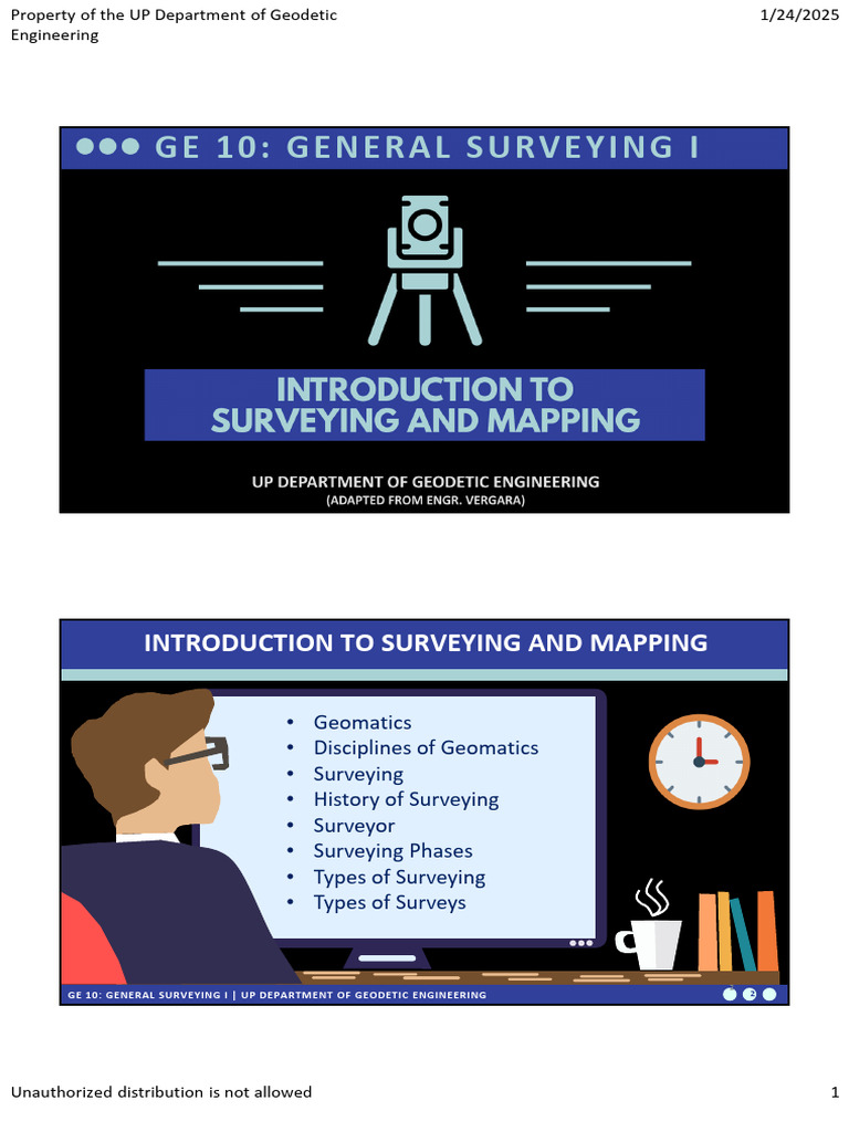 Lecture 1 - Intro To Surveying and Mapping | PDF | Surveying | Geomatics