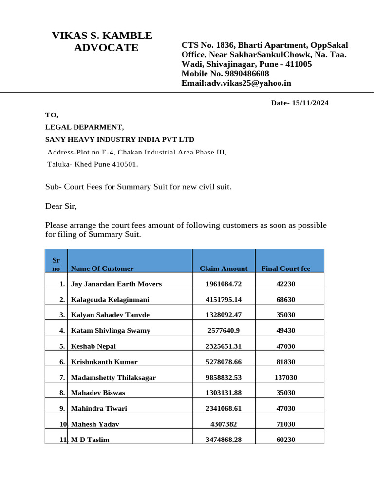 Court Fee New 68 Cases Final | PDF