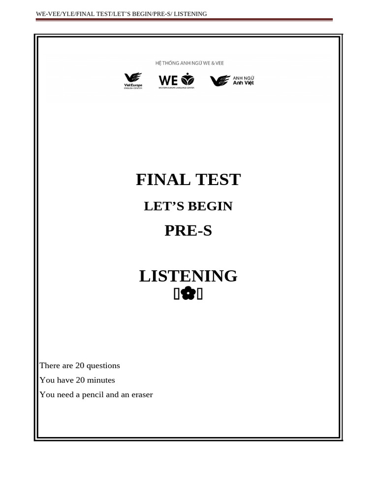 Pre-S Listening Final Test Guide | PDF