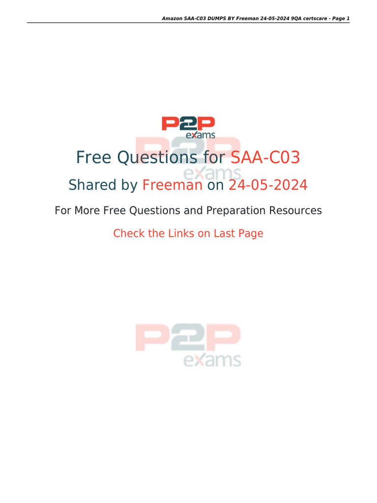 amazon-saa-c03-dumps-by-freeman-24-05-2024-9qa-certscare | PDF | Databases | Information ...