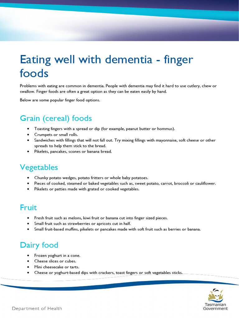 Eating Well With Dementia - Finger Foods | PDF