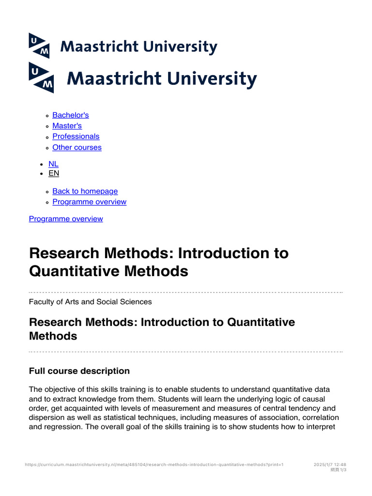 Research Methods - Introduction To Quantitative Methods - Meta ...
