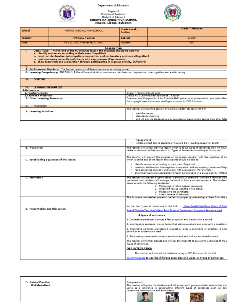 Redesigning Lesson Plan With OER | PDF | Sentence (Linguistics) | Teachers