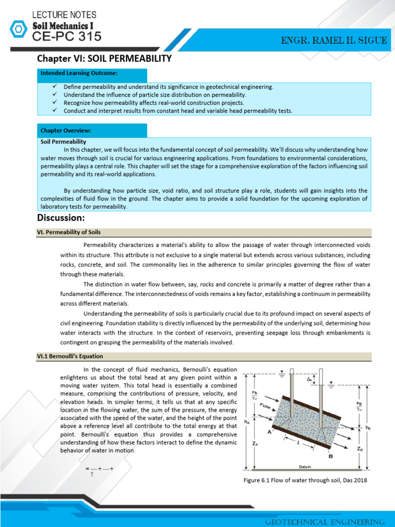 Module 6 Soil Mech Permeability | PDF | Soil Mechanics | Fluid Dynamics