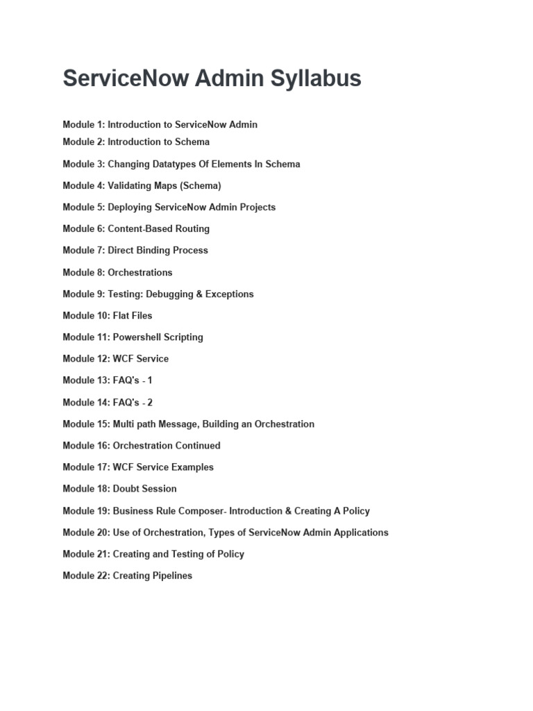 ServiceNow Admin Syllabus | PDF