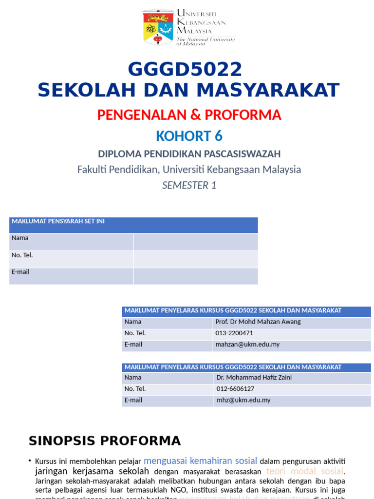 1 Pengenalan Proforma Kohort 6 | PDF