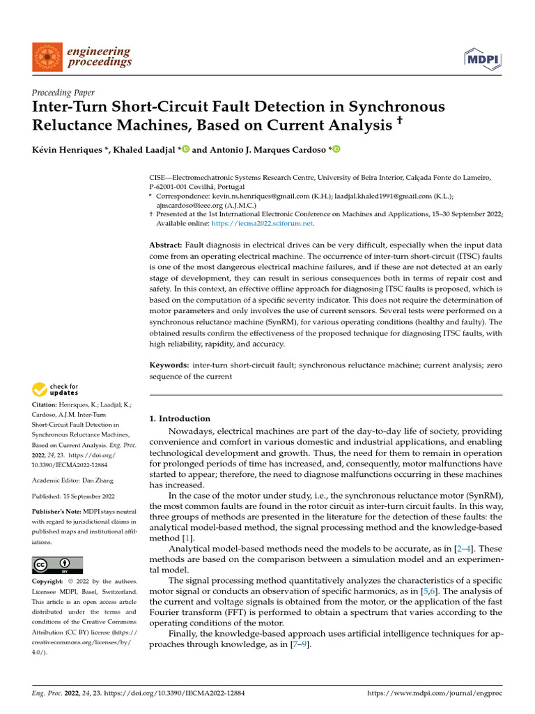 Inter Turn Short Circuit Fault Detection Pdf Spectral Density