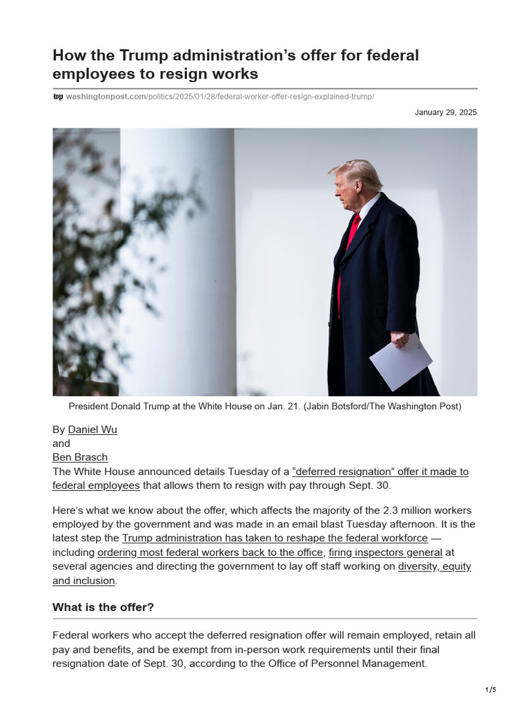 How The Trump Administrations Offer For Federal Employees To Resign ...