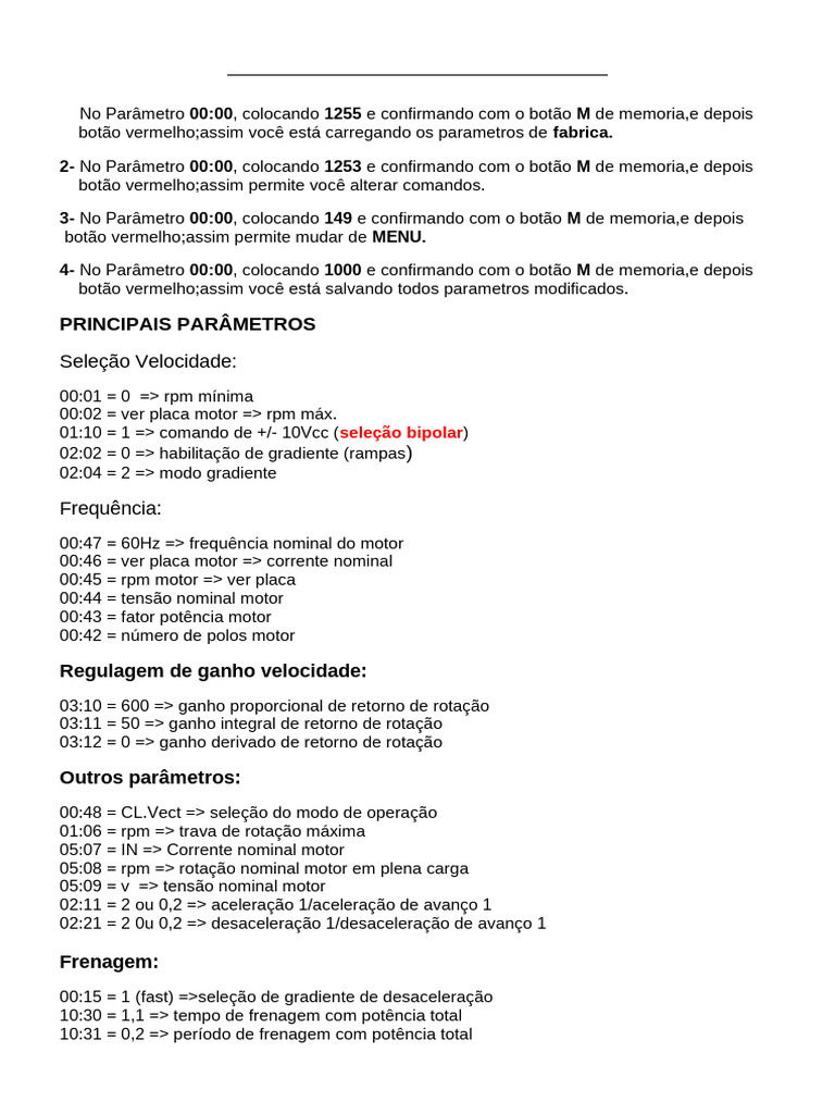 Parametros Unidrive | PDF