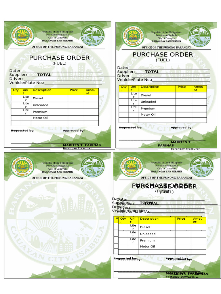 Fuel Purchase Order Template | PDF | Diesel Fuel | Gasoline