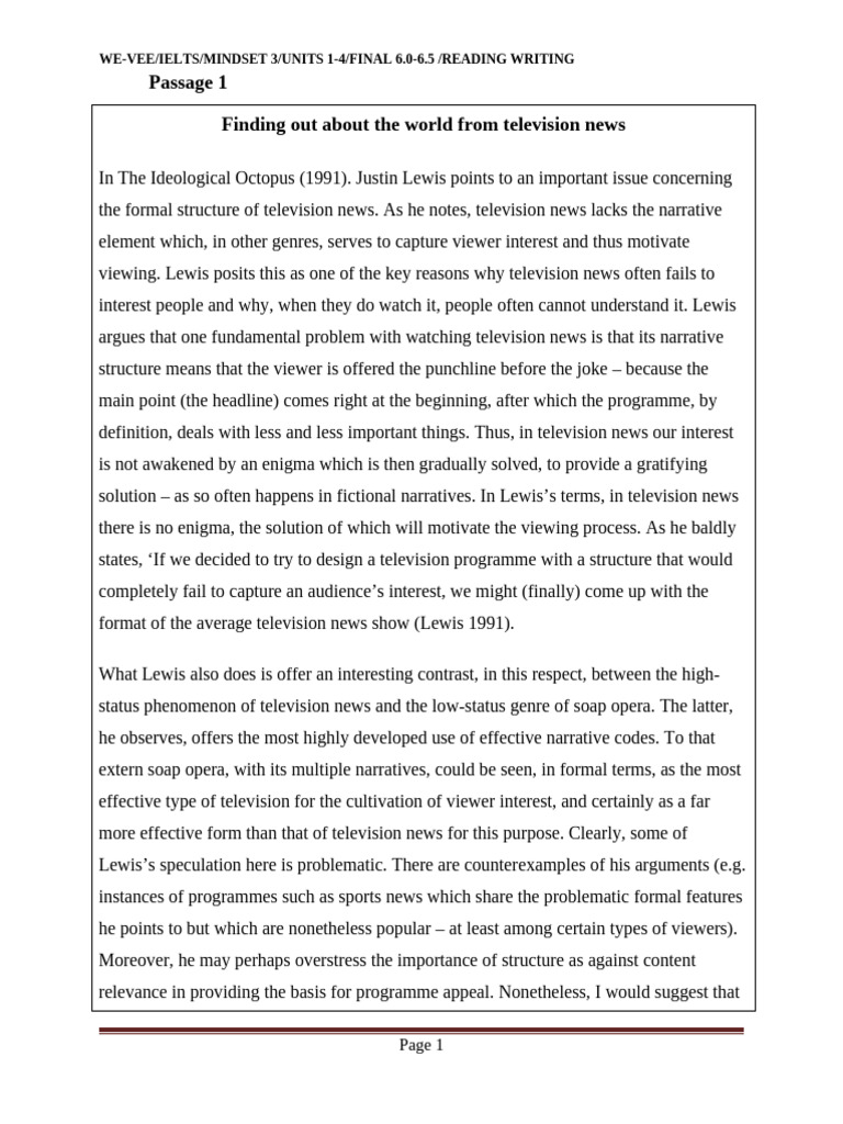 Mindset 3 Units 1 4 Final Reading Writing | PDF | Public Transport | News