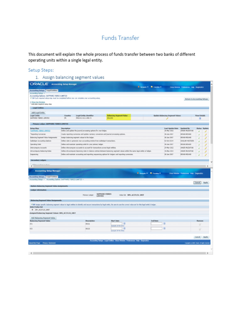 Fund Transfer Process in R12 | PDF