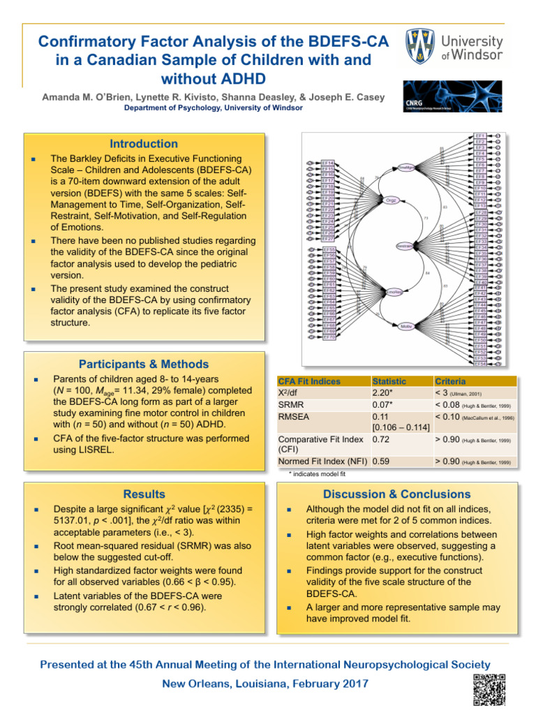 BDEFS-CA Validity in Canadian Children | PDF | Behavioural Sciences ...
