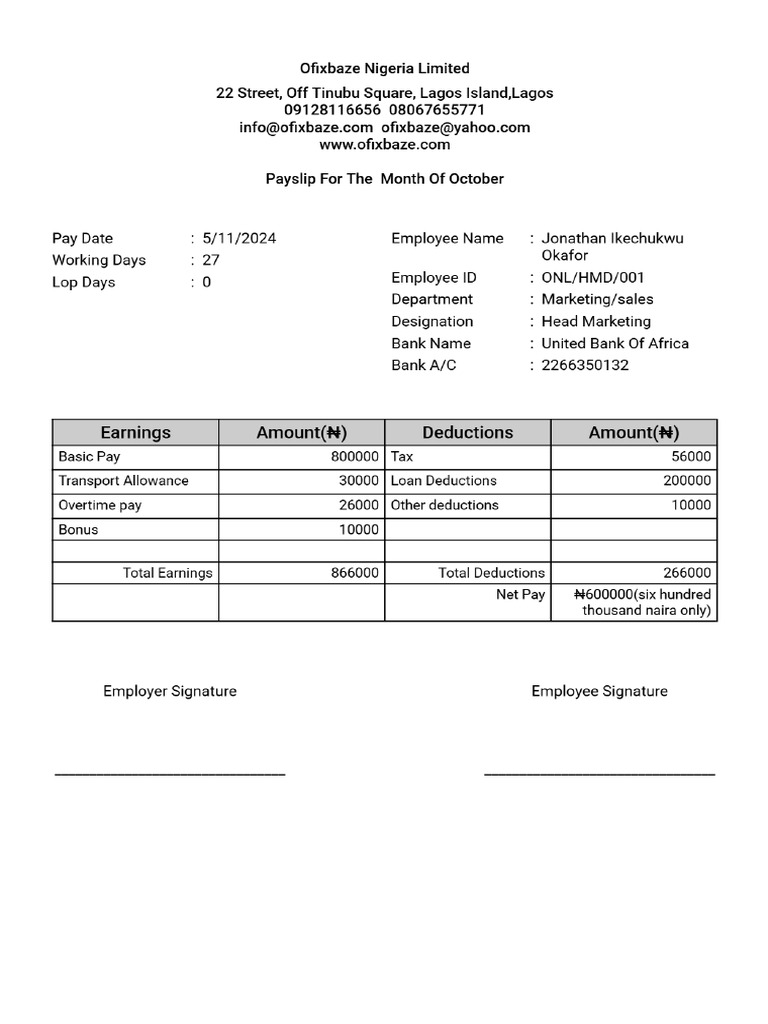 PAYSLIP October | PDF