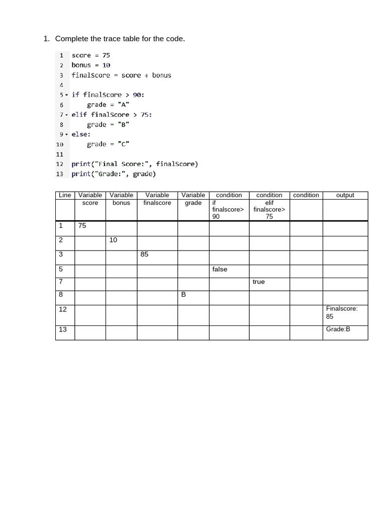 Unit 1 - Trace Tables Revision (ARA) | PDF | Computer Programming | Software Engineering