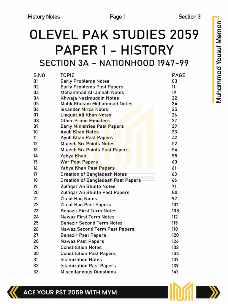 HISTORY SECTION 3A NOTES MYM EDITION (Limited Edition Notes) 2059/1 | PDF