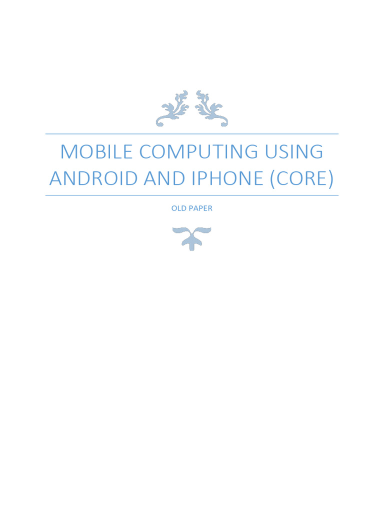 Mobile Computing Using Android And Iphone Core Pdf Android Operating System Databases