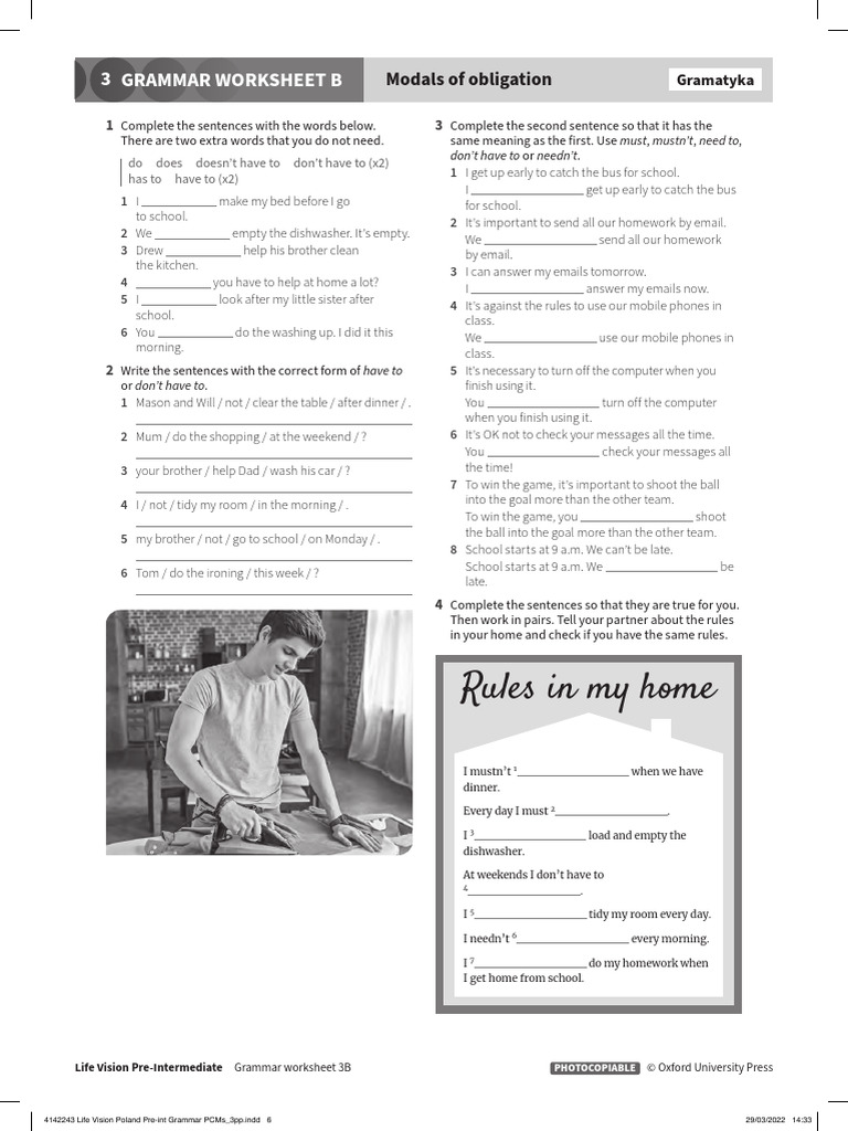Life Vision Pre-Int Gram Worksheet B U3 | PDF