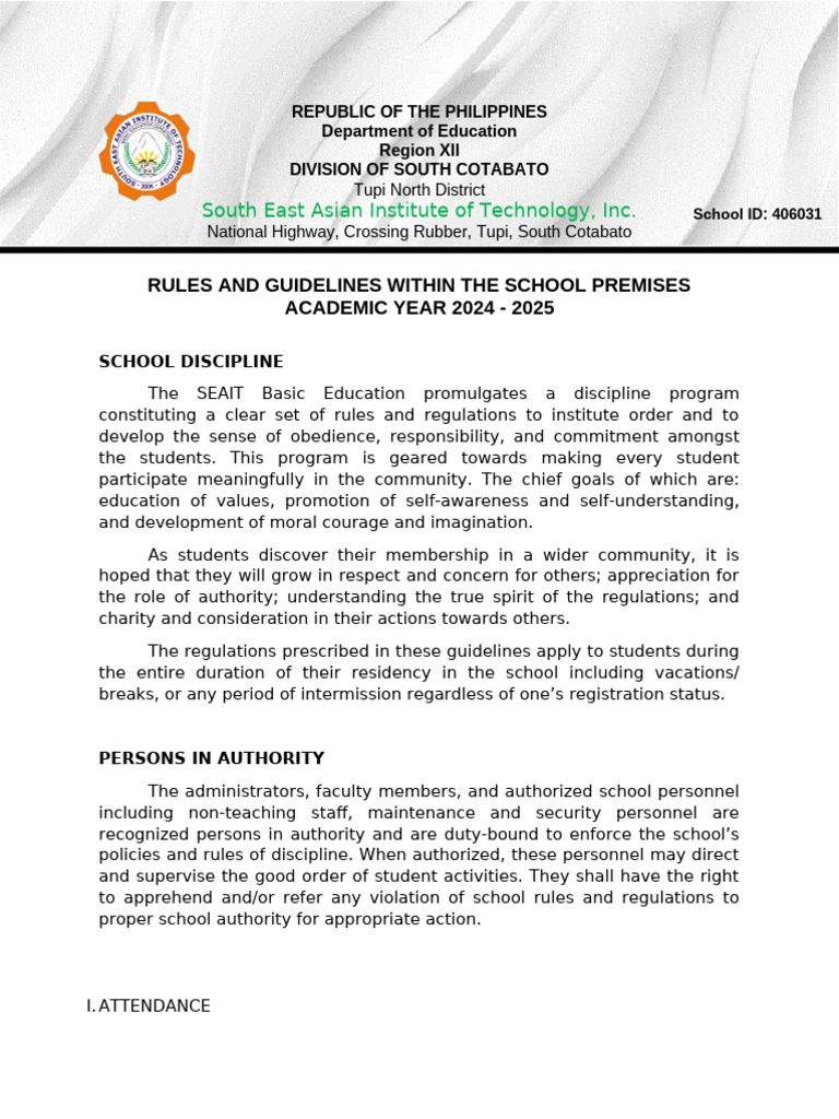 RULES AND GUIDELINES WITHIN THE SCHOOL PREMISES | PDF | Obscenity