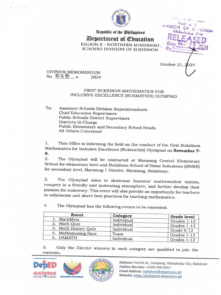 DM 528 2024 Math OlympiadBukmathix | PDF