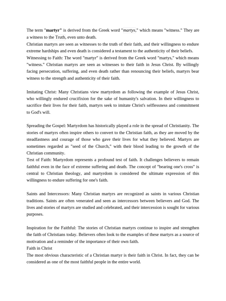 Understanding Christian Martyrdom | PDF | Martyr | Jesus