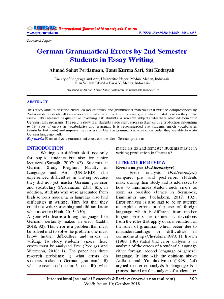 German_Grammatical_Errors_by_2nd_Semeste (1) | PDF | Linguistic ...