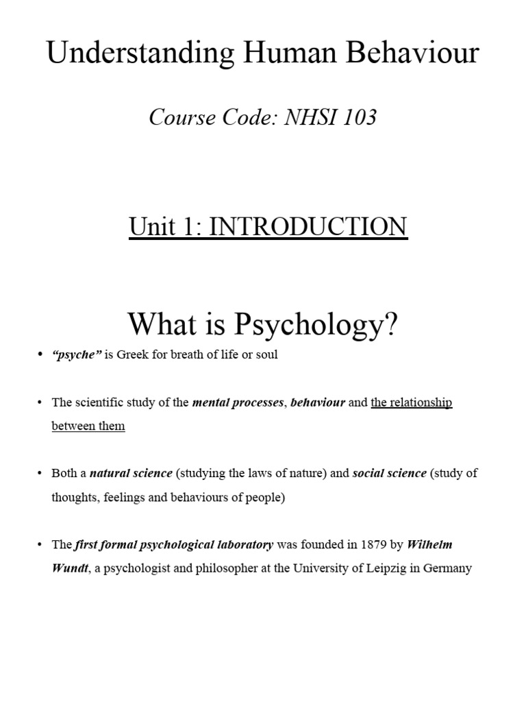 01 INTRODUCTION_Slides | PDF | Psychology | Behavioural Sciences