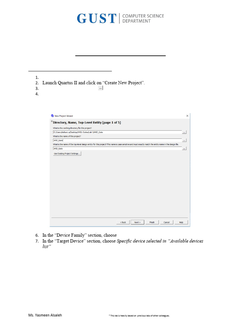 Creating a Quartus Project Updated | PDF | Field Programmable Gate Array | Vhdl