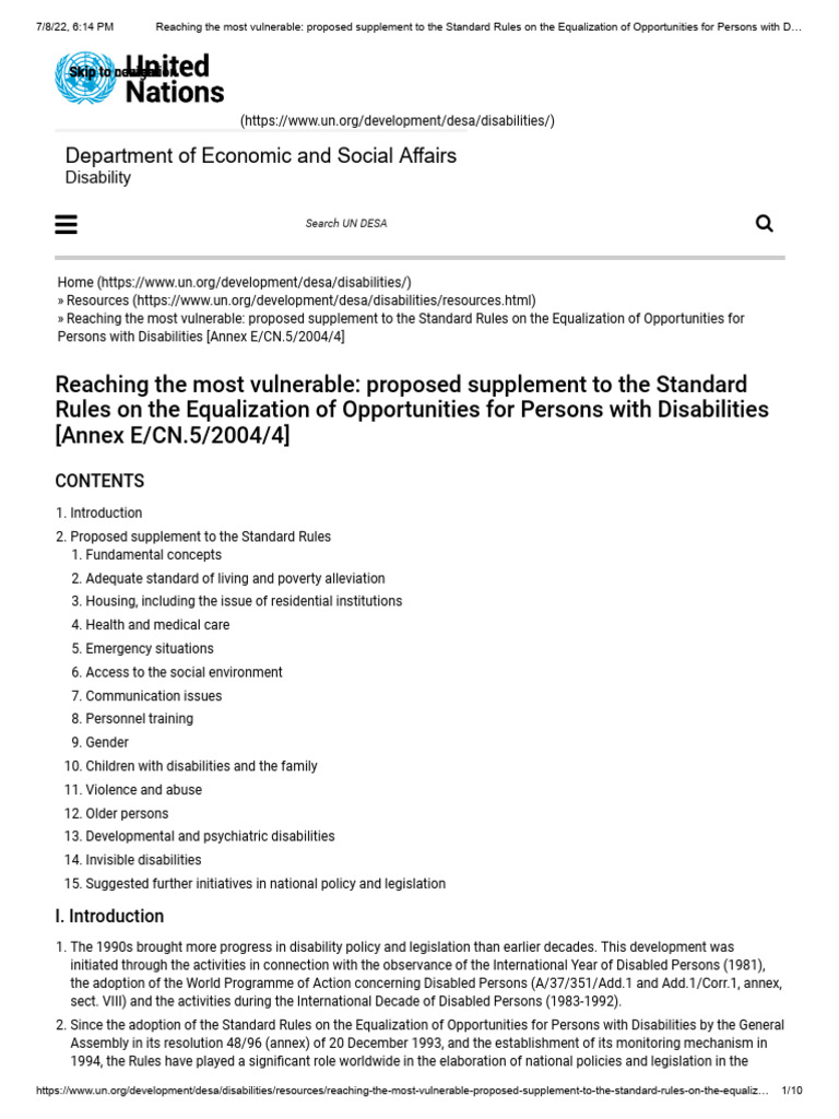Reaching the Most Vulnerable_ Proposed Supplement to the Standard Rules ...