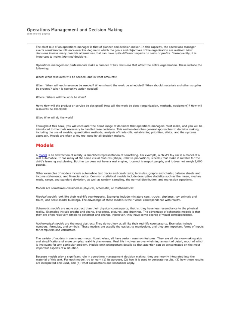 Operations Management and Decision Making | PDF | Scheduling ...