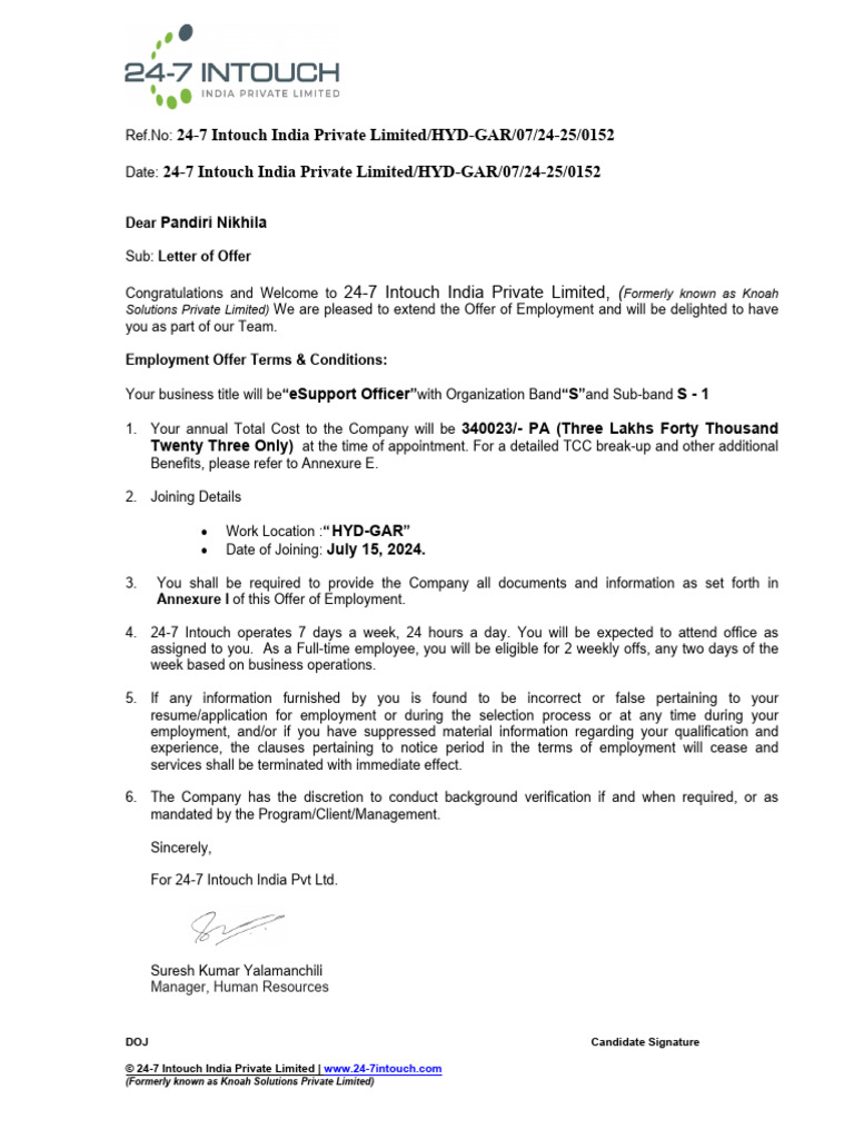 Appointment Letter | PDF | Insurance | Employment