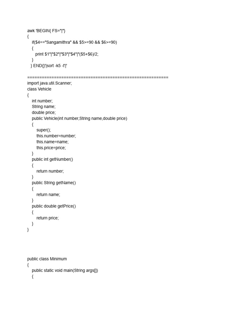 UNIX Sort and Minimum Java OOPS | PDF