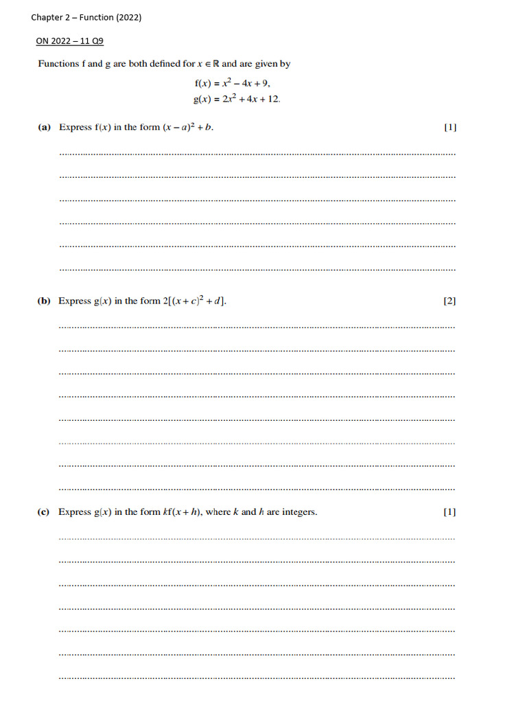 AS Level 2022 - C2 Functions and Transformations | PDF
