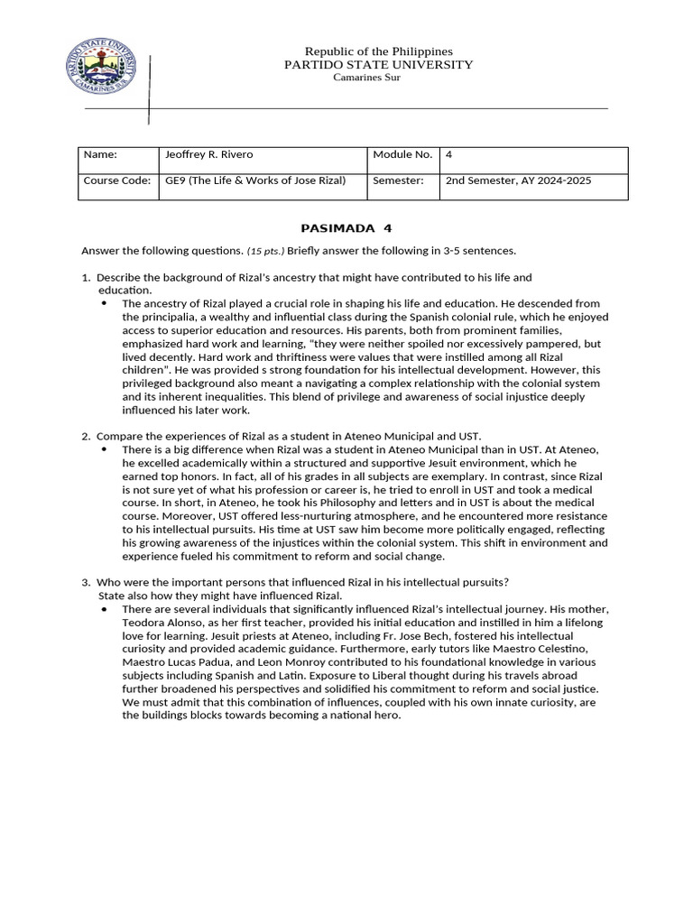 Jeoffrey Rongap Rivero - Pasimada 4 | PDF