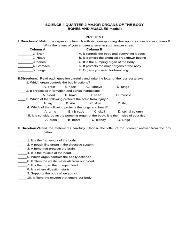 Major Organs: Bones & Muscles Module | PDF | Digestion | Heart