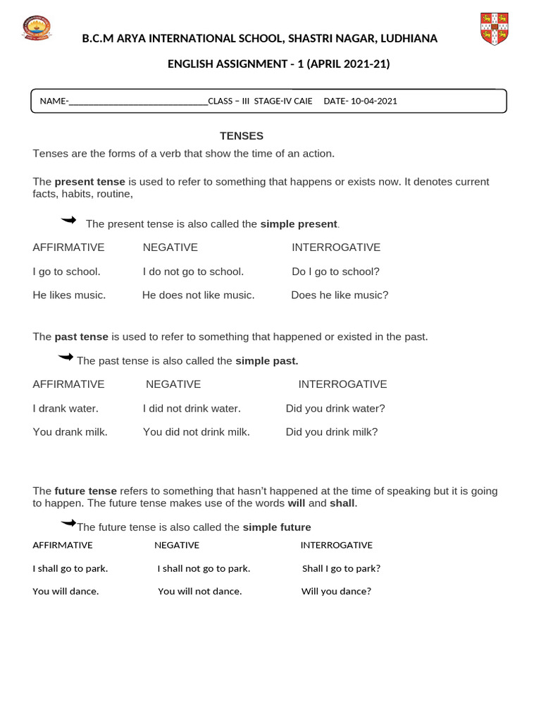 25 - 167-Assignment Class 3april 2021 | PDF | Grammatical Tense | Languages