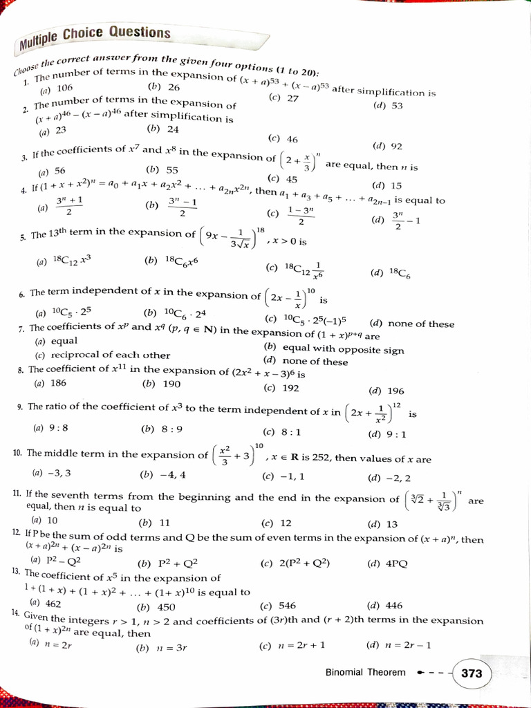 Binomial, Sequence and Straight Lines | PDF