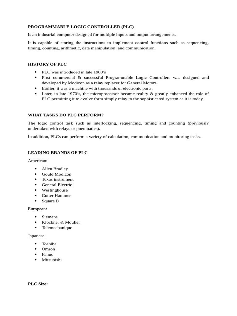 Programmable Logic Controller (Final) | PDF | Programmable Logic Controller | Computer Memory