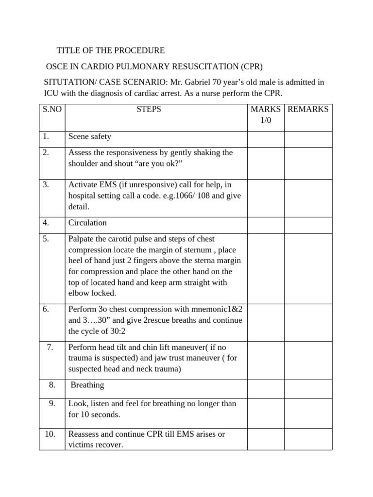 Osce MSN I CPR | PDF