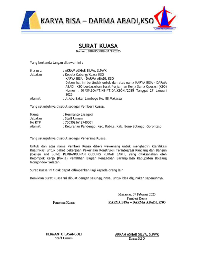 Kuasa Klarifikasi - KSO | PDF