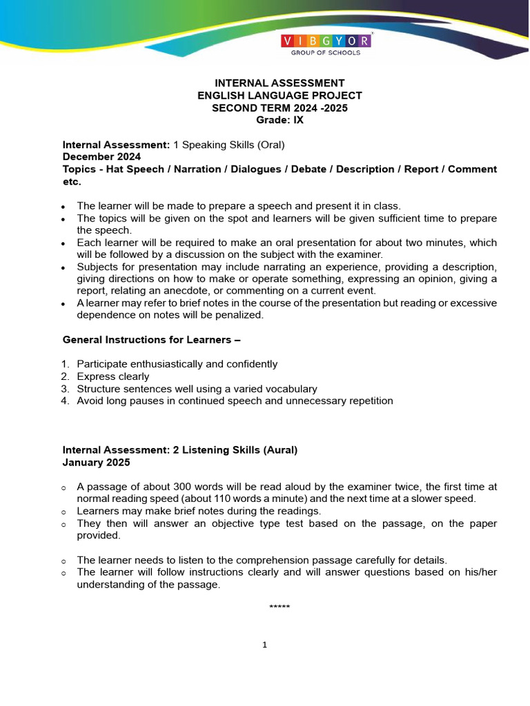 Annexure I A 6 Grade 9 Term 2 Project Guidelines Ay 24 25 | PDF | Paintings | Reading Comprehension